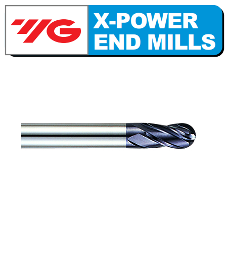 1/2" 4 Flute Ballnose X-Power Carbide End Mill - YG1 (Steels up to 65H — Cutting Tool Pickers